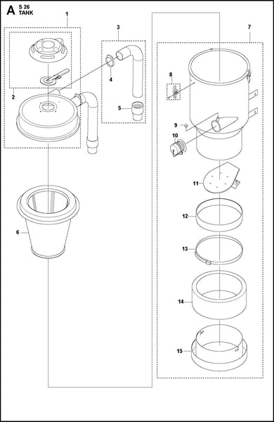 Husqvarna Replacement Tank Cap Assembly for S26 and S36 Dust Collector ...